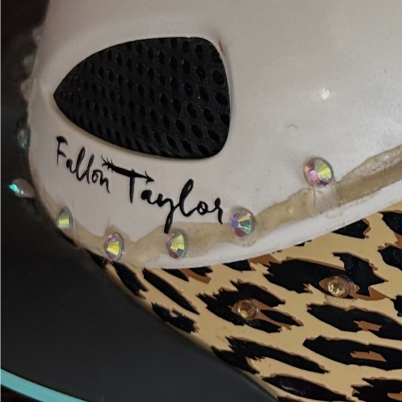Other | Fallon Taylor White And Leopard Print Helmet | Poshmark